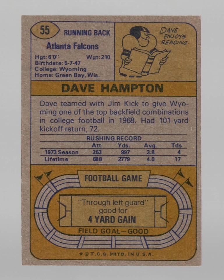 1974 Topps #55 Dave Hampton VG/Ex | eBay