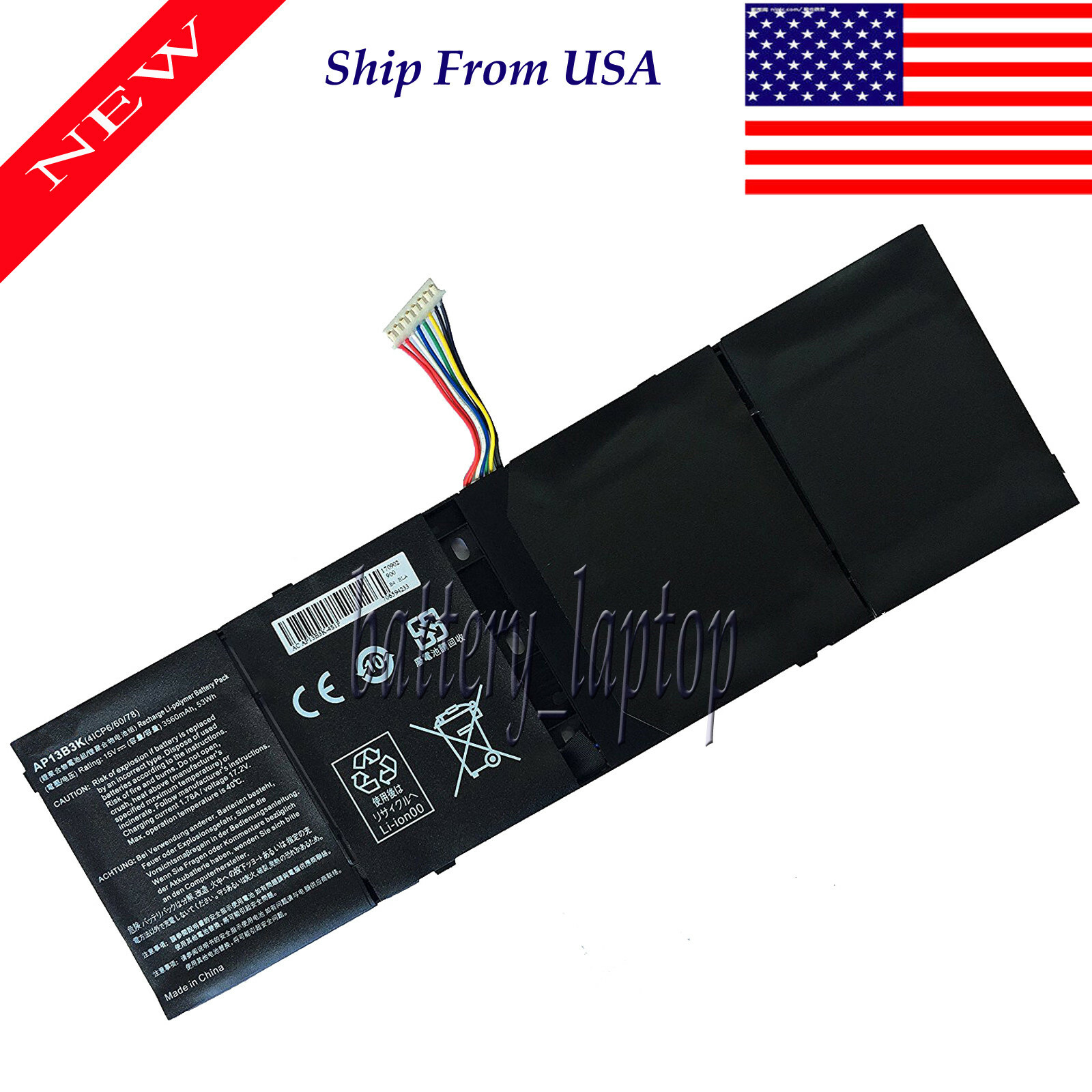 Laptop Battery For Acer M5-583, M5-583P, M5-583P-5859 AL13B3K, AP13B ...