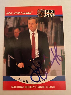 JOHN CUNNIFF SIGNED CARD New Jersey DEVILS 1990-91 PRO SET HOCKEY CARD ...