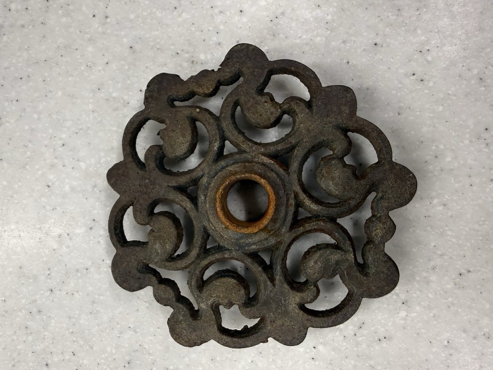 Cast Iron Art Deco Ornate Lamp Base 4” Spacer Salvage Parts Replacement ...