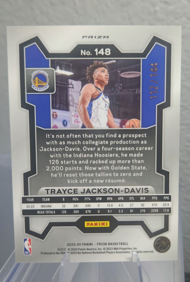 2023-24 Panini Prizm Blue Sparkle /144 Trayce Jackson-Davis #148 Rookie ...