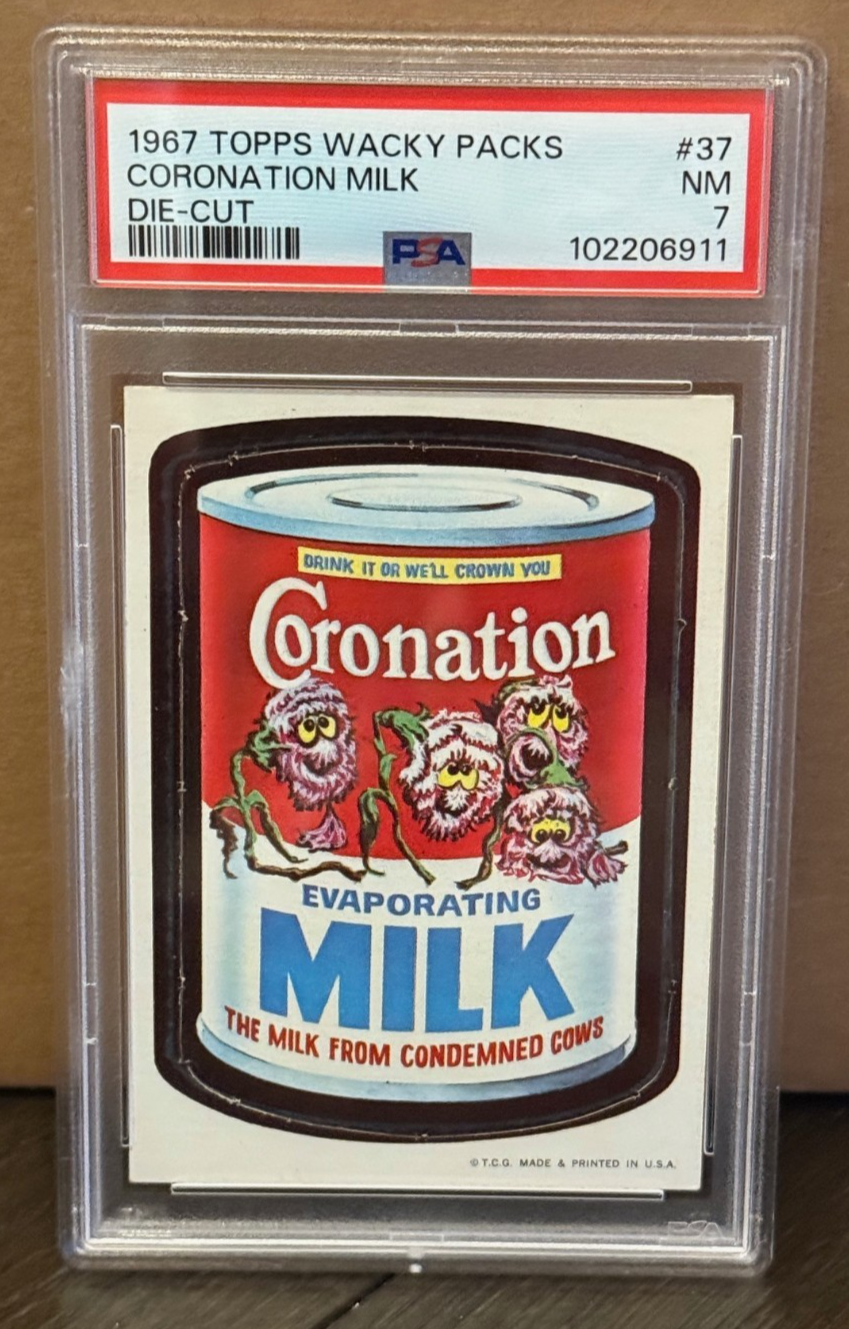 1967 Topps Wacky Packages Die-Cut Sticker Coronation Milk #37 PSA ...
