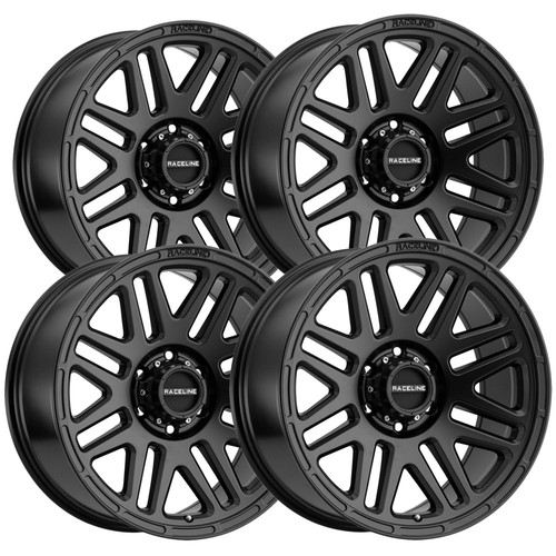 (4) Raceline 944B Outlander 17x8.5 5x5" +18mm Satin Black Wheels Rims ...