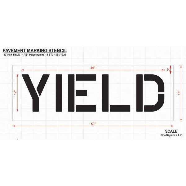RAE STL-116-71226 Pavement Stencil, Message, Yield, 12 in Character ...