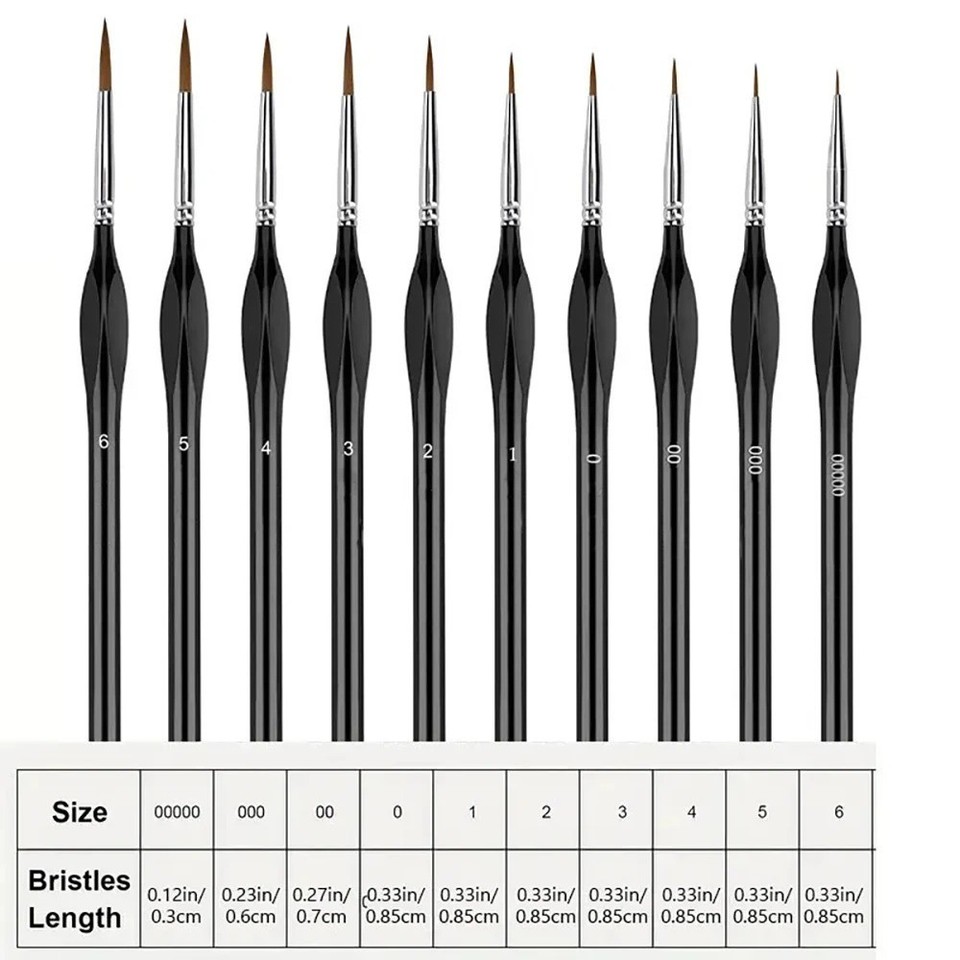 10pcs Premium Fine Detail Paint Brushes Miniature Model Craft Nail Art ...