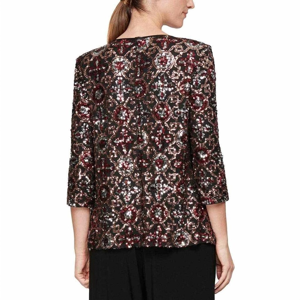 Alex Evenings Stretch Sequin Mock Twin Set Top - Plus Size XL | eBay