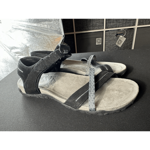 Merrell Women’s Air Cushion Memory Foam Gray and Blue Straps Sandals ...