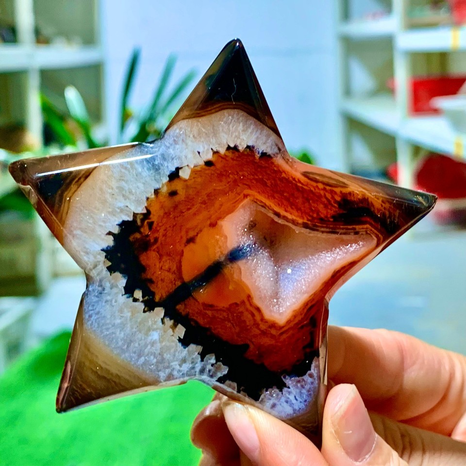 92G Natural Red black striped agate, star agate Crystal Cave energy ...