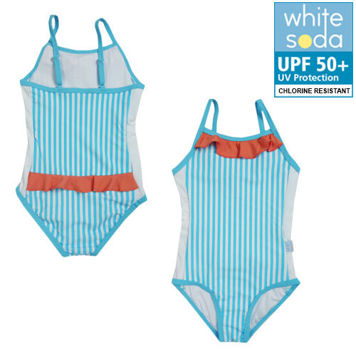 NEW WHITE SODA GIRLS SWIMWEAR SWIMSUIT ONE PIECE SIZE 2,3,4,5,6,7,8 RP ...