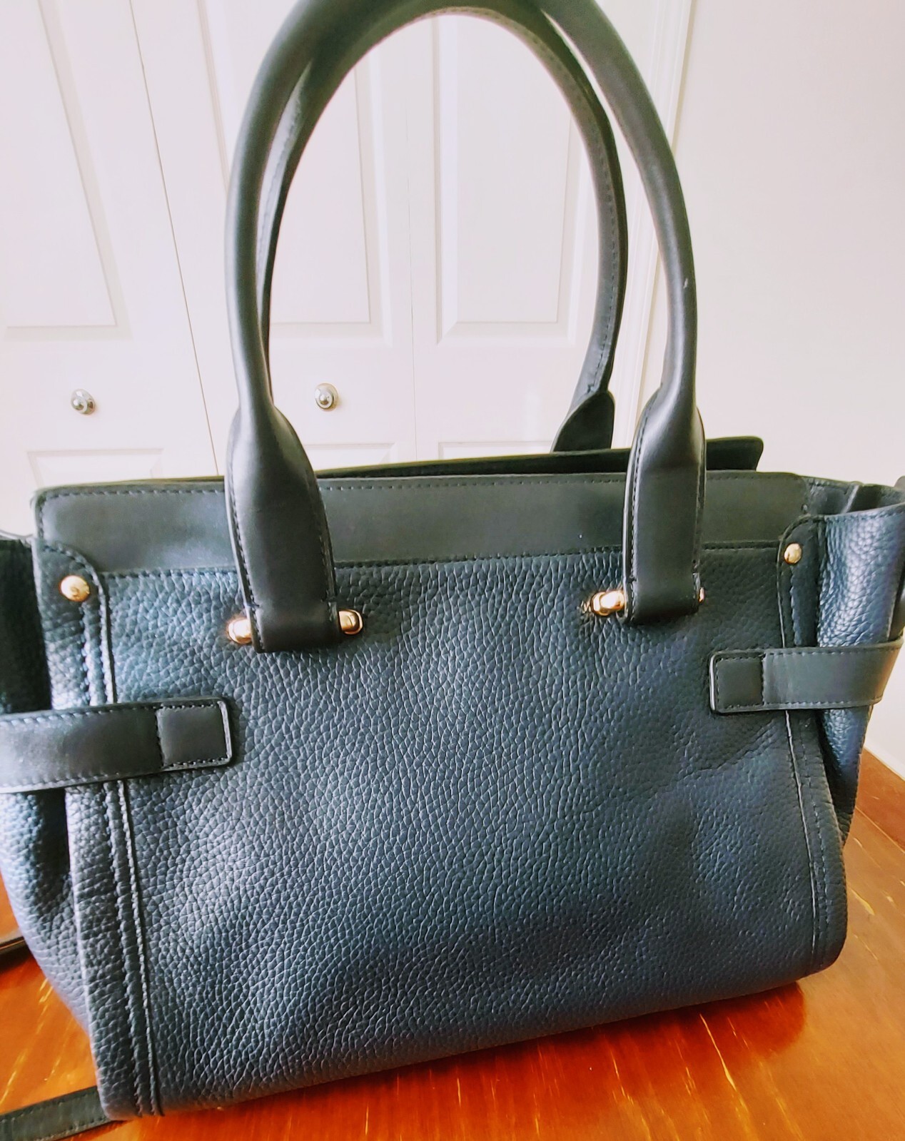 COACH SWAGGER PEBBLE LEATHER SATCHEL CARRYALL BAG BLACK 34408 for sale ...