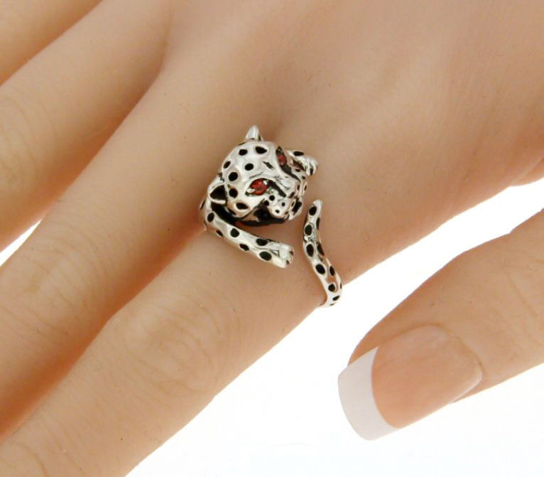 Women's 925 Sterling Silver 3D Red Eye Leopard Ring Size5,6,7,8,9,10,11 ...