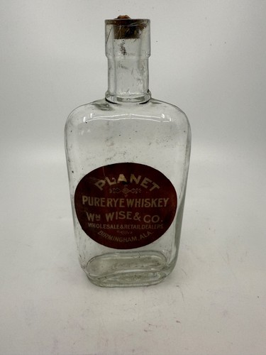 PLANET RYE WHISKEY WM WISE BIRMINGHAM AL LABELED PRE PRO ANTIQUE BOTTLE ...