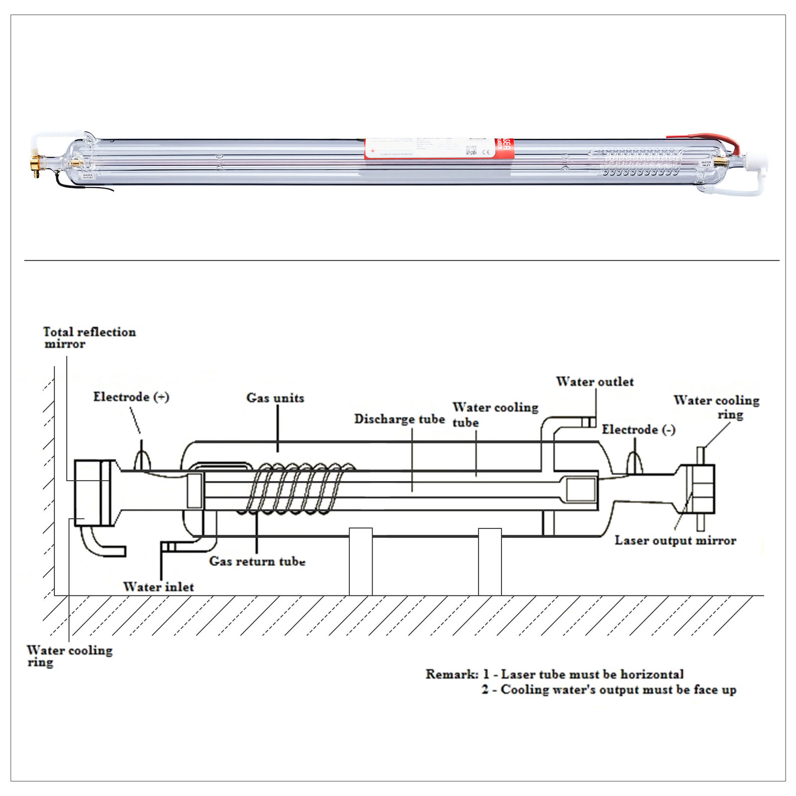 OMTech 100W CO2 Laser Tube Peak 115W 145cm 8cm for Laser Engraver ...