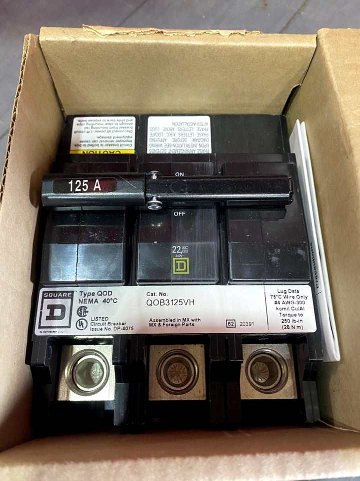 NEW IN BOX SQD QOB3125VH (3P-125A-22K) *SHIPS SAME DAY UPS* | eBay