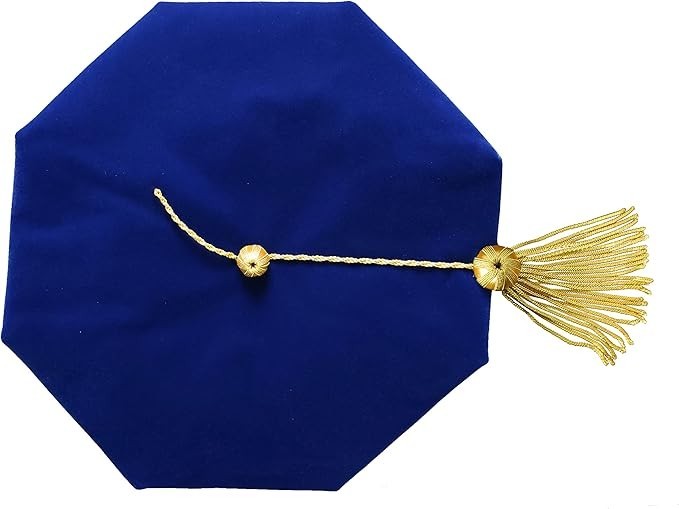 Doctoral Graduation Tam 8 Sides Doctorate Cap Phd Blue/Black Velvet ...