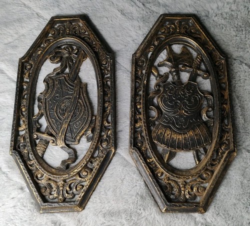 Vintage 70s Homco SYROCO MEDIEVAL COAT OF ARMS 2 Wall Plaques #7103 and ...