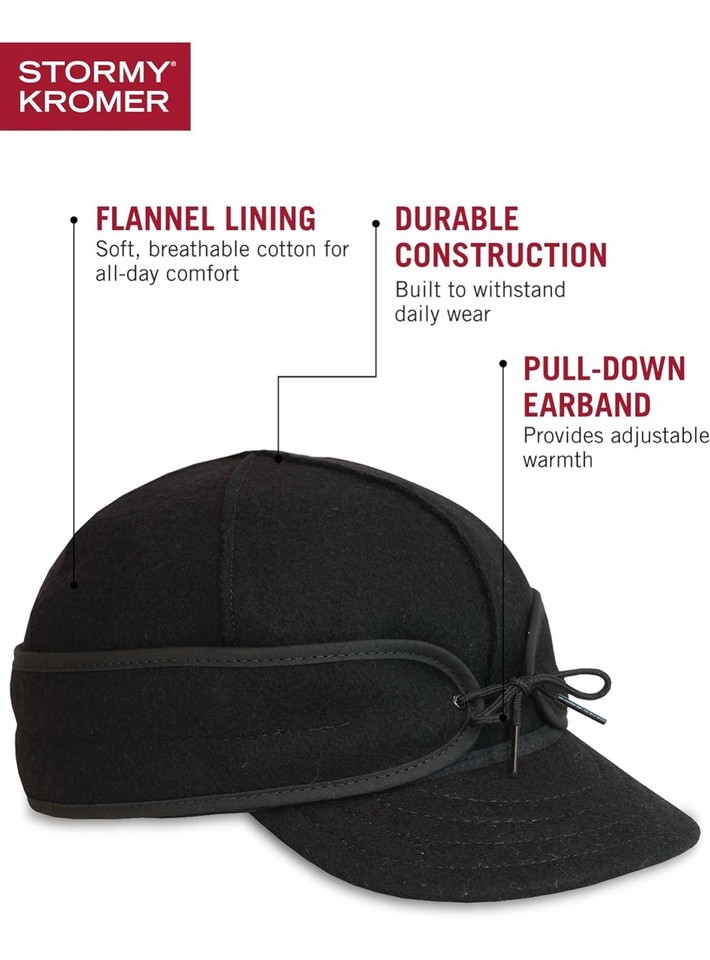 Stormy Kromer The Original Stormy Kromer Wool Cap Black Size 6 1/2 | eBay