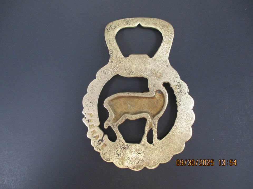 Vintage Red Stag Brass Bottle Opener/Horse Bridle Medallion, Stamped ...