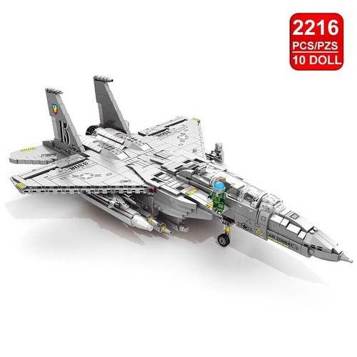 Military MOC Building Blocks Set for F15E Jet Fighter Plane Brick DIY ...