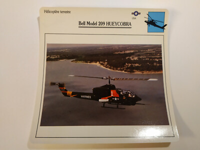 BELL MODEL 209 HUEYCOBRA Helicoptere fiche aviation plane lobbycard ...