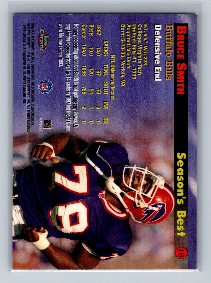 1998 Topps Chrome #16 Bruce Smith Heavy Hitters Insert Buffalo Bills | eBay