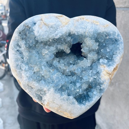 9.7LB Large Natural Blue Celestite Crystal Geode Quartz Cluster Mineral ...
