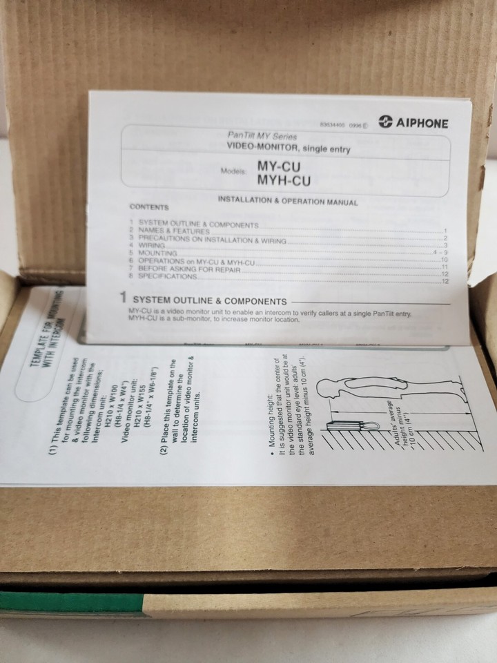 New Aiphone MY-CU (MYCU) Surface Mount Master Audio Video Intercom ...