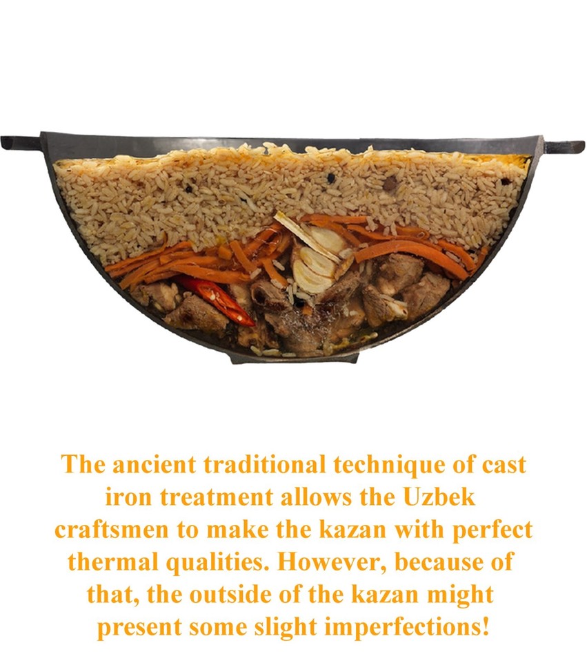 Kazan 100% Cast Iron Authentic Uzbek Cauldron & Oven Uchag Pilaf Plov ...