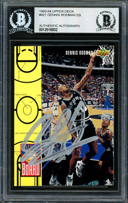 Dennis Rodman Autographed 1993-94 Upper Deck Card #421 Spurs Beckett ...