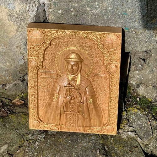 Wood Carved Icon of Saint Olga Kiev Ukrainian Orthodox icons Religous ...
