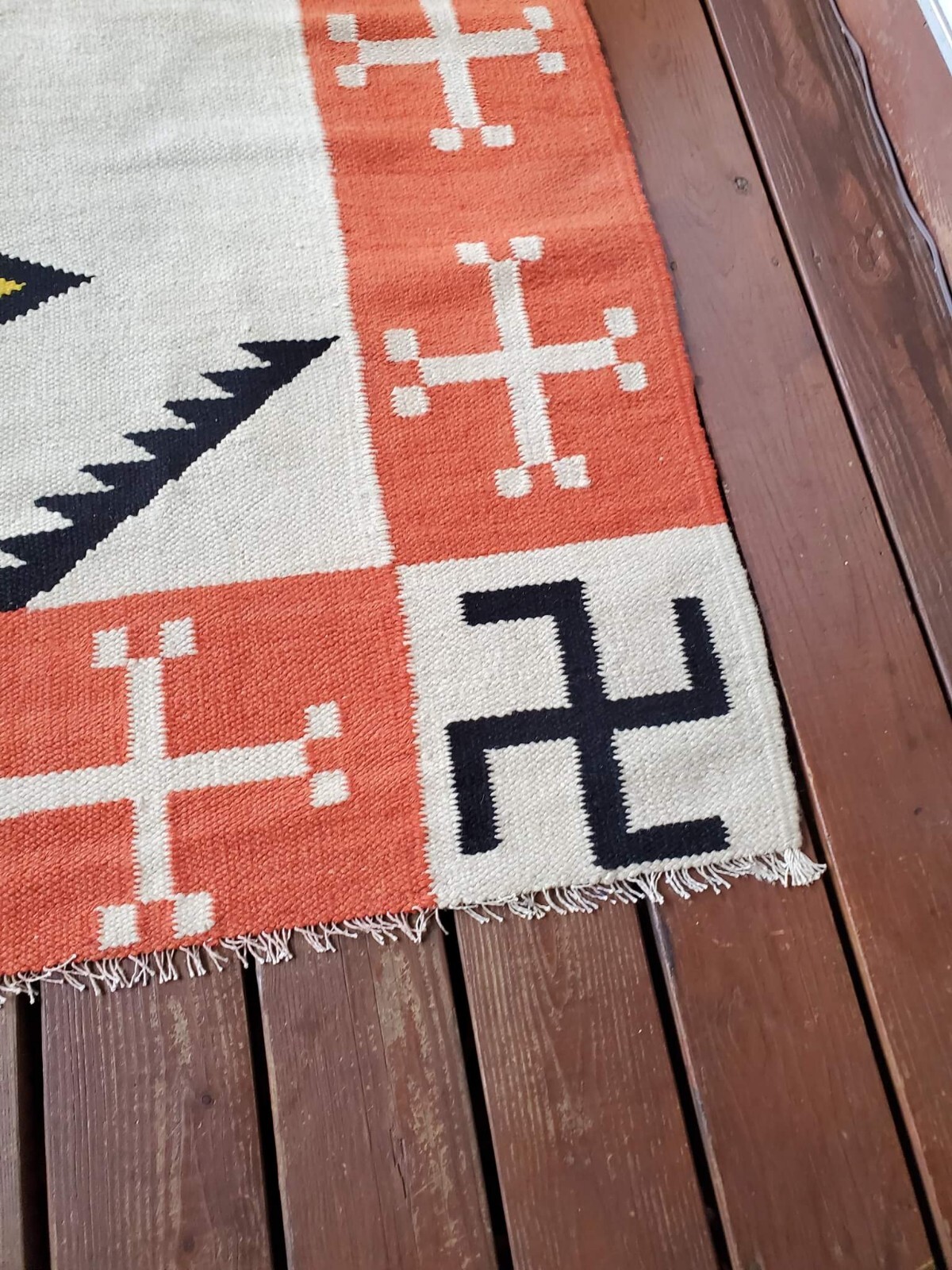 HUGE Vintage 1920s Native American Indian Whirling Log Wool Rug 139" x ...