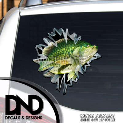 Crappie Fishing Decal - Fish Breaking Glass Tackle Box Window Sticker D ...