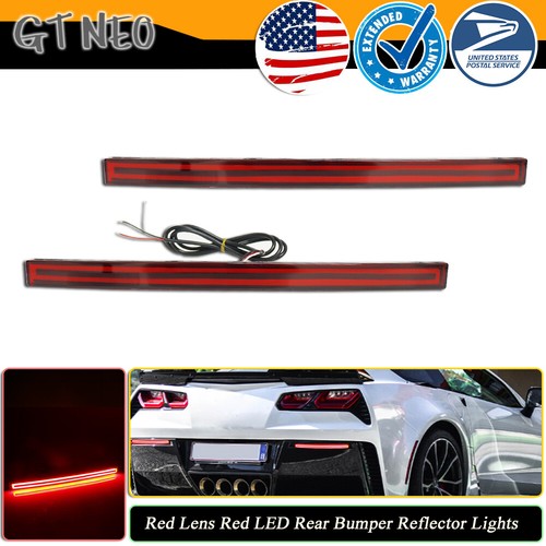 LED Rear Bumper Reflector Tail Brake Lights For 14-19 Chevy C7 Corvette ...