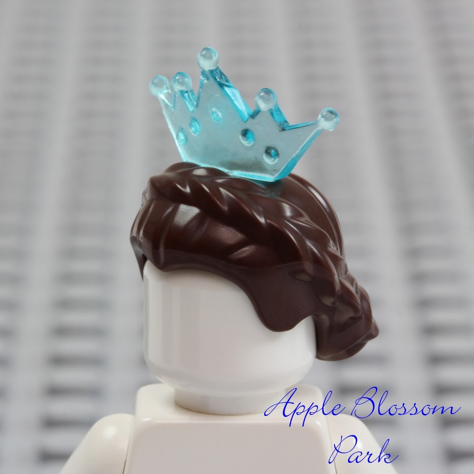 LEGO Female Princess Minifig DARK BROWN QUEEN HAIR Braid w/Aqua Blue ...