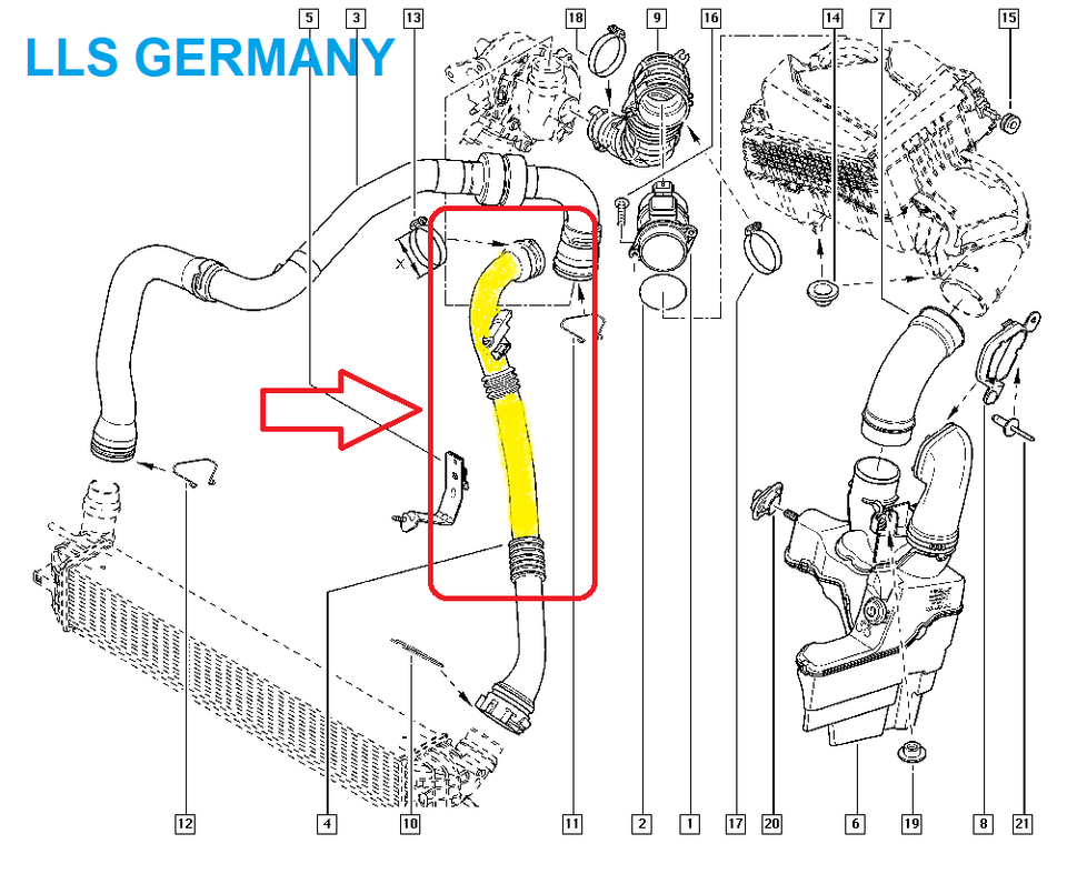 Turboschlauch Ladeluftschlauch für RENAULT LAGUNA III 1.5 DCI ...