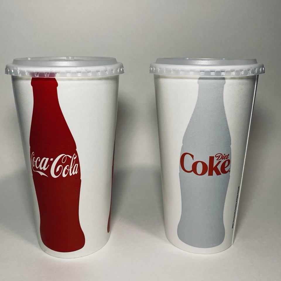 Fast Food Paper Cups Soda Coca Cola with Lids Logo Drinks Take Out ...
