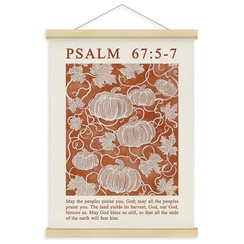 Fewgb Orange Christian Fall Pumpkin Wall Art Poster Decor, Rustic ...