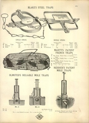 1899 PAPER AD Blake's Steel Leghold trap Marty's French wire rat Olmsted mole | eBay