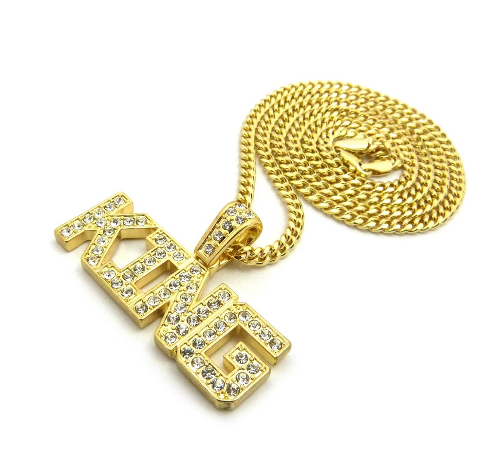 NEW KING PENDANT 24" BOX/CUBAN/ROPE CHAIN HIP HOP NECKLACE - XTP80G | eBay
