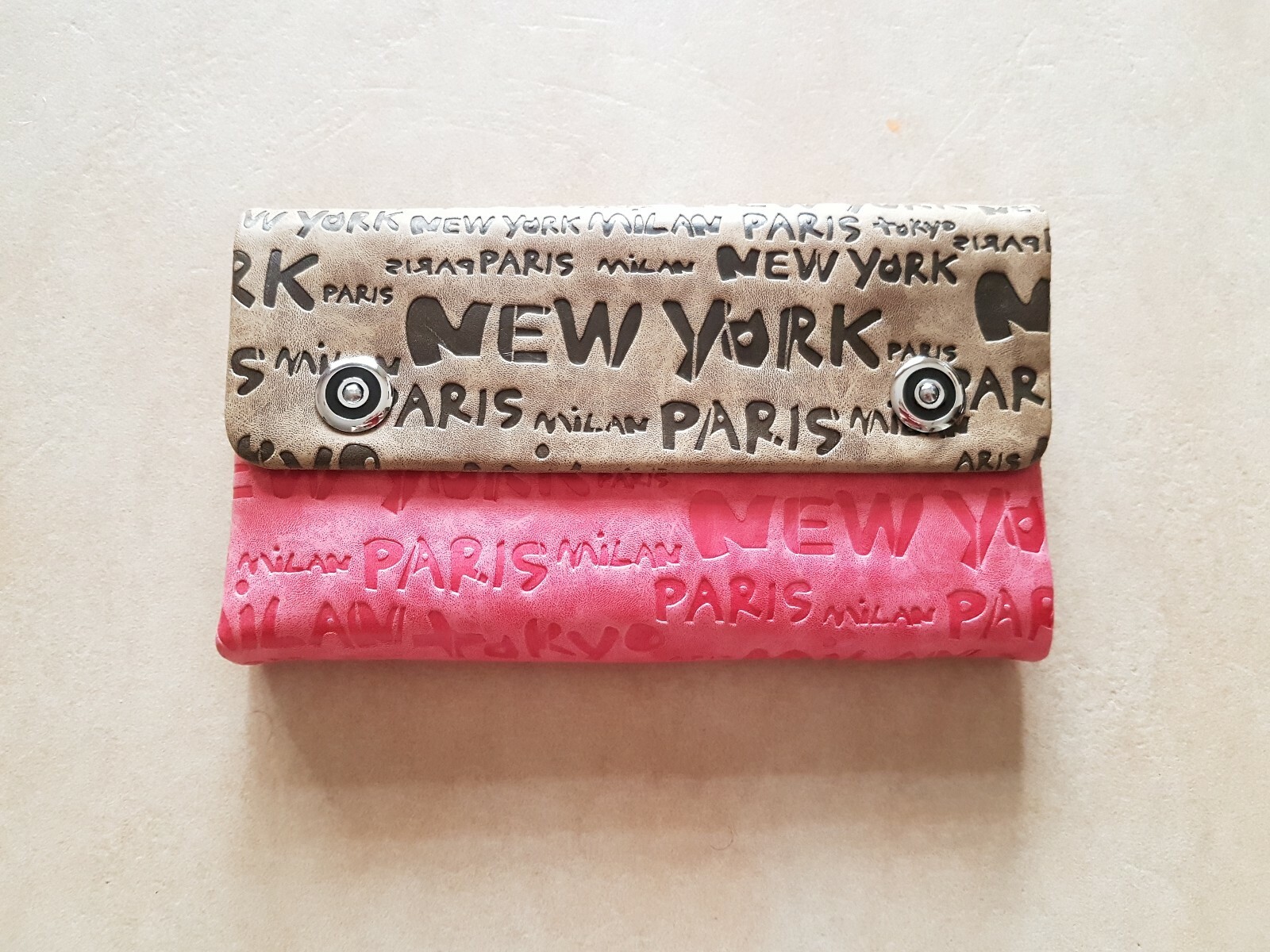 Shauli large Wallet Coffee and Pink for credit card and coins New | eBay