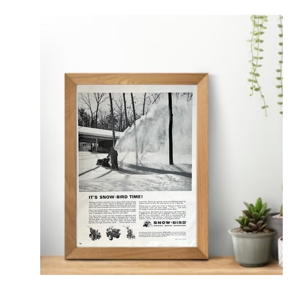 Snow Bird Snow Blowers Vintage Print Ad 1963 Snow Thrower Memorabilia ...