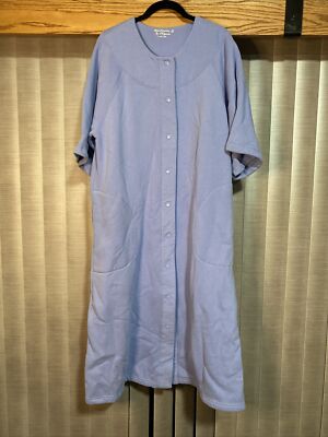 Vintage Norm Thompson Robe Womens Medium Blue Snap Button Long ...
