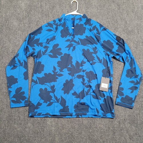 G/FORE Tonal Foral Luxe Quarter Zip Pullover Mens Large Racer Golf NWT ...