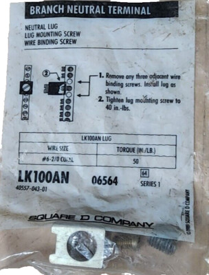 Square D LK100AN Neutral Terminal Kit Series S1 (BRAND NEW) | eBay