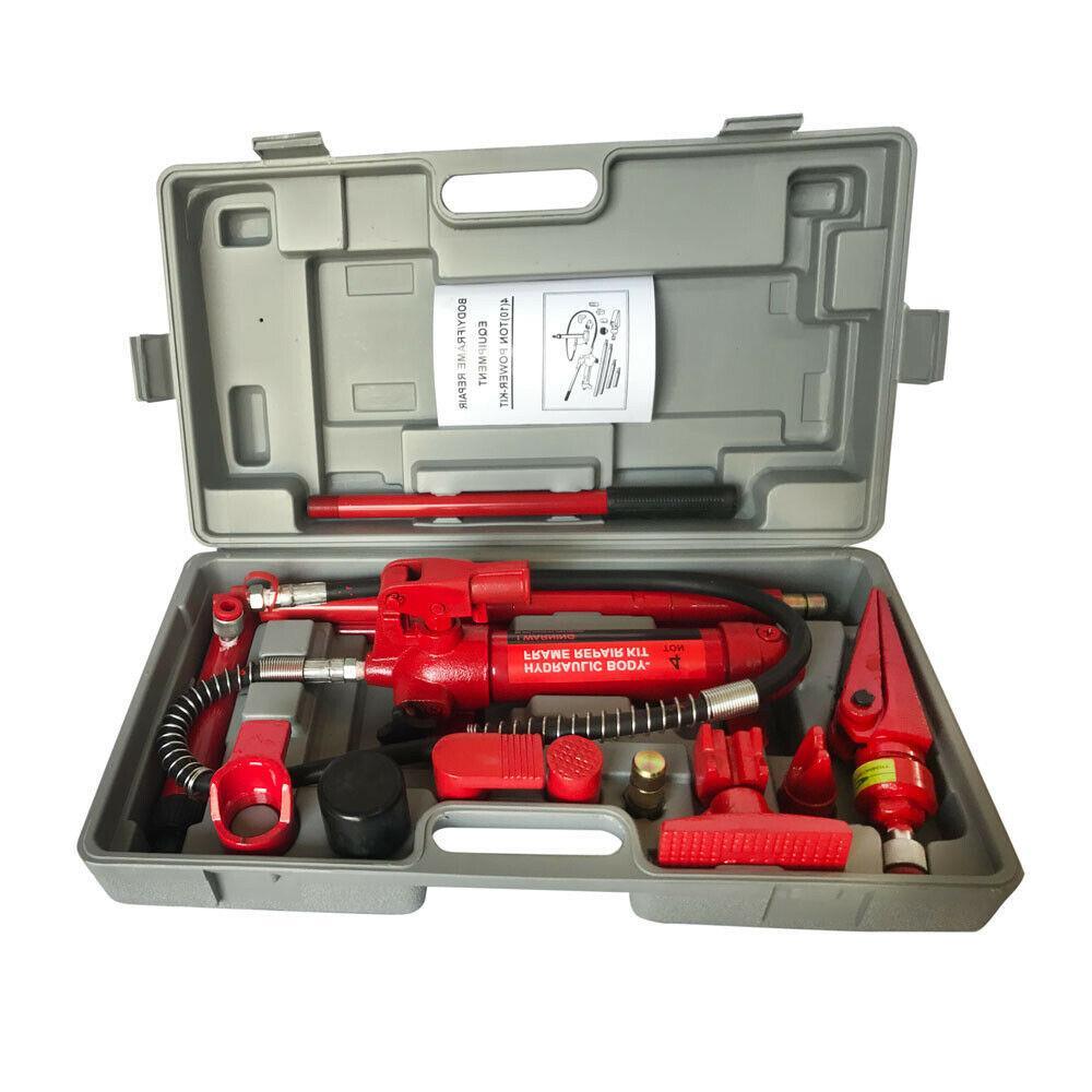 4 TON HYDRAULIC AUTO BODY FRAME TOOLS JACK RAM SHOP SET PORTA POWER ...