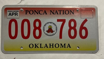 LICENSE PLATES OKLAHOMA NATIVE PONCA NATION 008 786 | eBay
