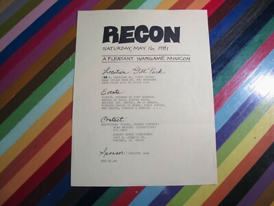vtg RPG Wargame Convention Recon Wargame Minicon 1981 Chicago IL CON1 ...