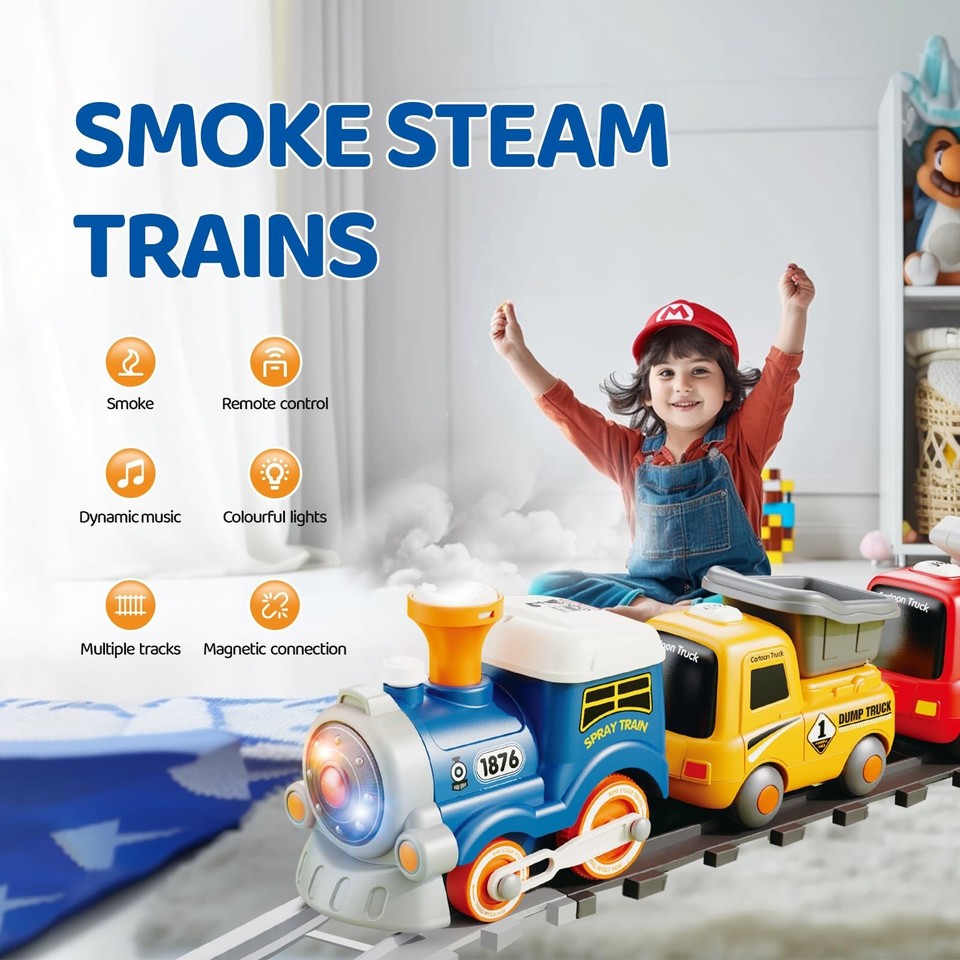 Remote Control Train Toy for Kids, Lighting & Music Train Set with ...