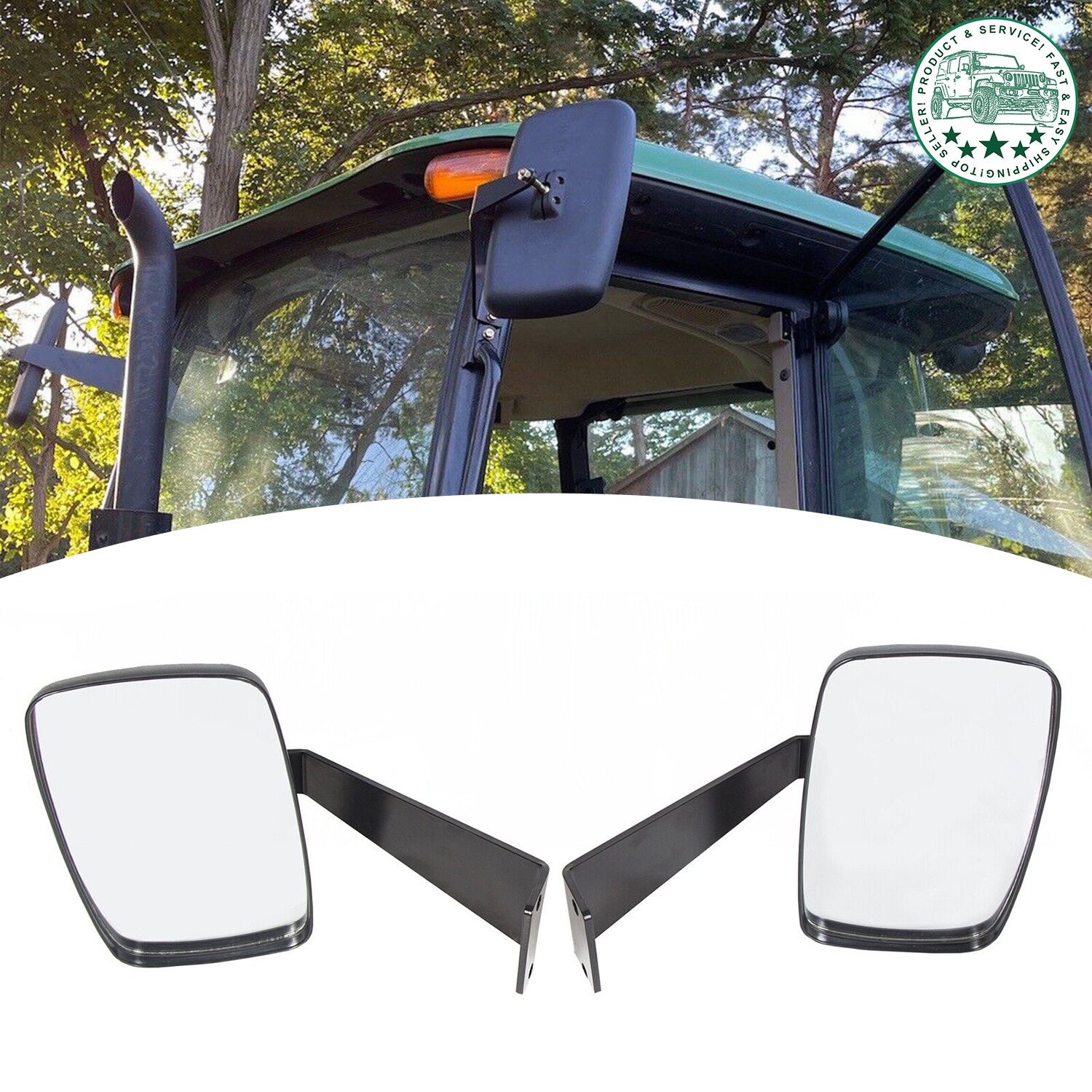 Tractor Mirror Assembly With Fixed Arms Fit John Deere 5000 & 6000 ...