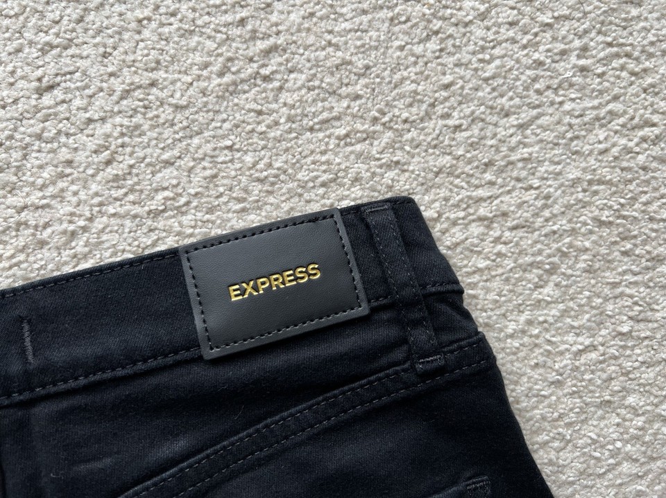 Women’s Express Black Mid Rise Skyscraper Jeans Size 2 Premium Stretch ...